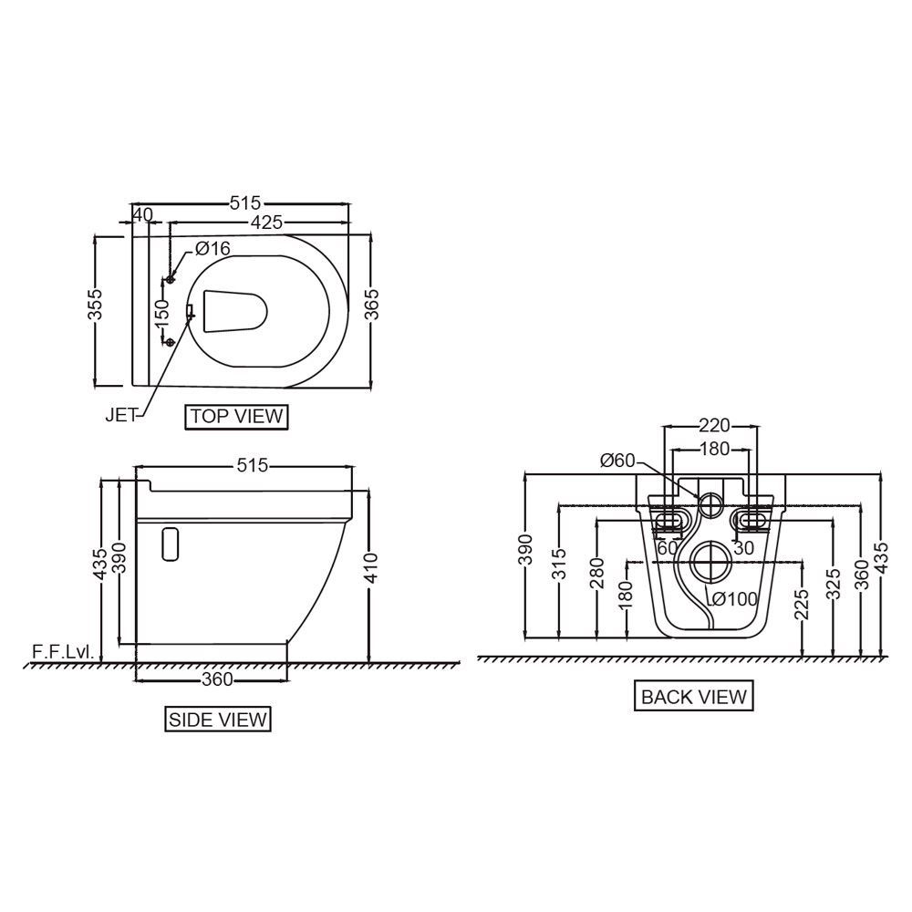 Wall Hung WC With Inbuilt Jet